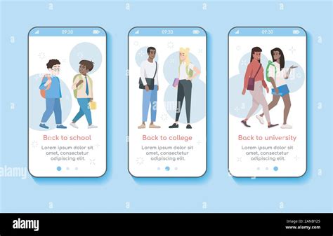 First Of September Onboarding Mobile App Screen Vector Template Back To School University