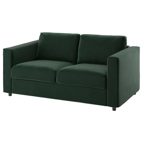 Vimle 2 Seater Sofa Bed Djuparp Dark Green Velvet Ikea Uk