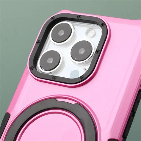 Luxury Round Bracket Back Hard Pc Soft Tpu Shockproof Cover Case For