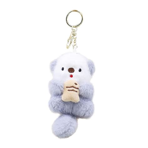 Whimsyhive Cute Otter Keychain With Hugging Fish Creative Plush