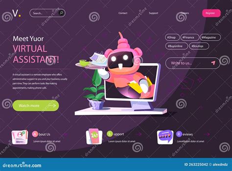 Virtual Assistant Concept In Flat Cartoon Design For Homepage Layout