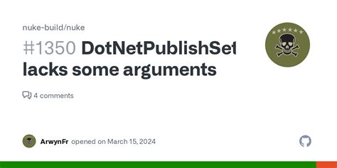 dotnetpublishsettings lacks some arguments · issue 1350 · nuke build