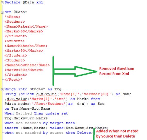Merge Statement Using Xml Data In Sql Server