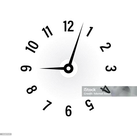 Simple Clock Concept On White Background Round Analog Clock Interface