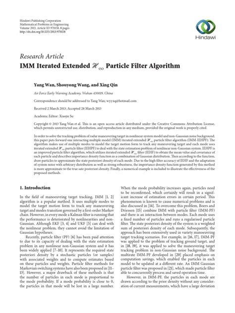 Imm Iterated Extended Particle Filter Algorithm Pdf Kalman Filter