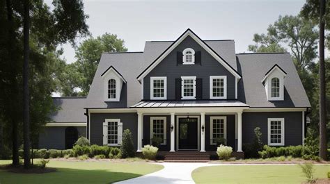 Dark Grey House With White Trim Sleek Modern Home Design