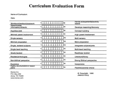 Choosing Curriculum Step 4 Comparing Curriculum With Jessicas Chart Konos