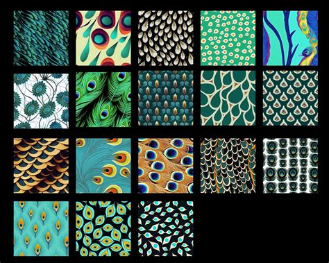 18 Peacock Seamless Patterns Backgrounds Peacock Patterns Etsy