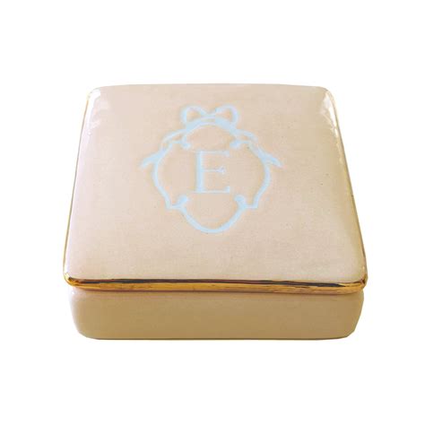 Bow Monogram Box With 22k Gold Accent Ruby Clay Company