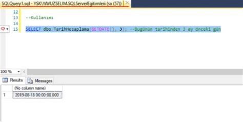 Sql Serverda Belirtilen Tarihten Herhangi Bir Ay Öncesinin Tarihini Hesaplayan Fonksiyon Sql