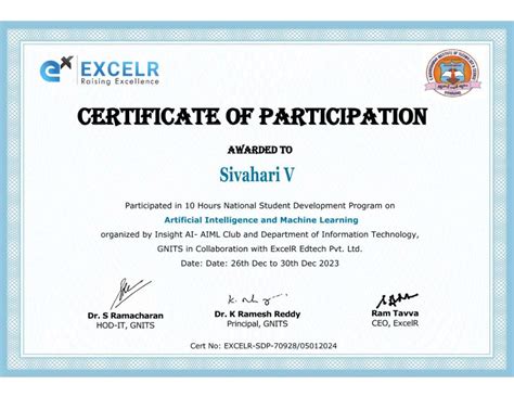 Completed Ai And Ml Course With Excelr Edtech Siva Hari Posted On The