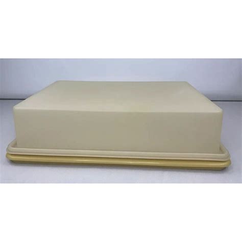 Vtg Tupperware Cake Keeper Rectangle Harvest Gold 622 3 With Lid 623
