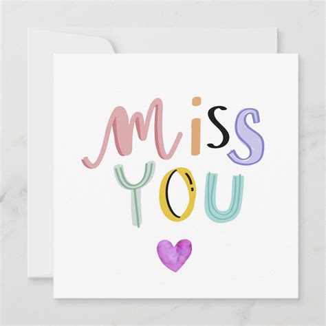 Cute Miss You Card Greeting Cards Love Card Zazzle