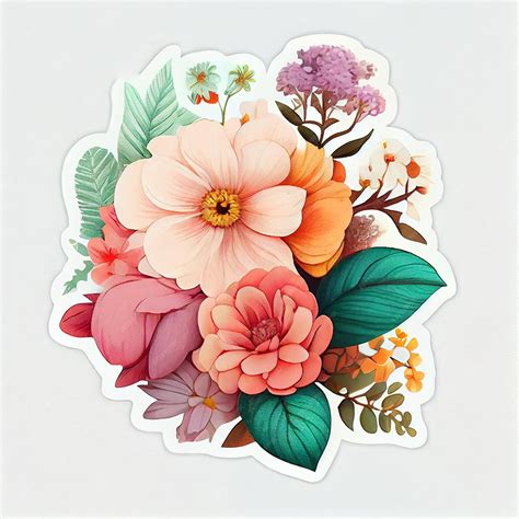Premium Photo Abstract Aesthetic Flower Sticker Digital Illustration Ai