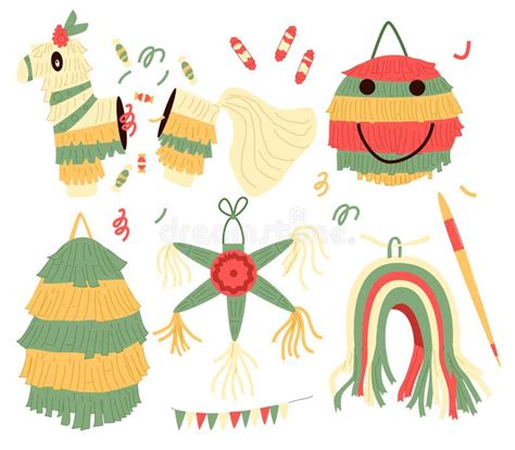 Pinata Set For Traditional Mexican Party Carnival And Birthday Various