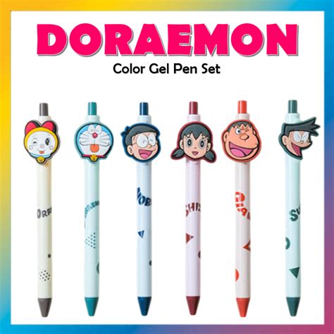 Doraemon Color Gel Pen Set 038mm Fine Tip 6pcs 1065523 Shopee