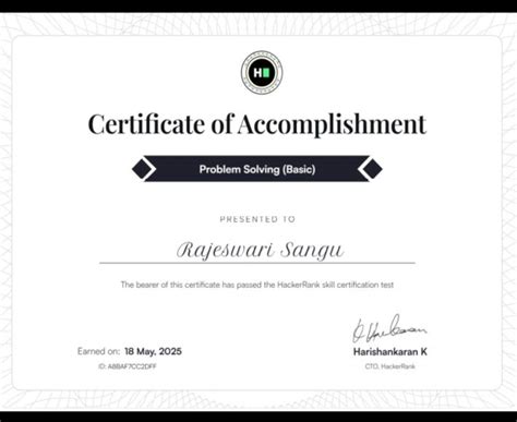 Hackerrank Problemsolving Coding Programming Continuouslearning Achievement Venkata