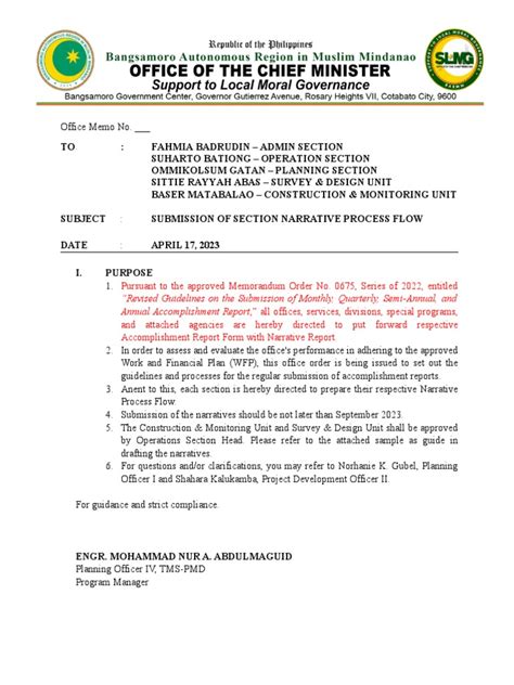 Draft For Office Memo Process Flow Pdf