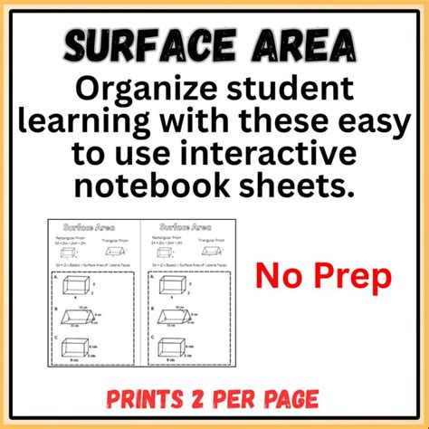Surface Area 7th Grade Math Interactive Notebook Sheets 7th Grade Math Geometry