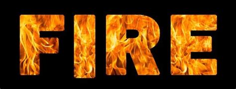 Fire Word With Flames On Black Background