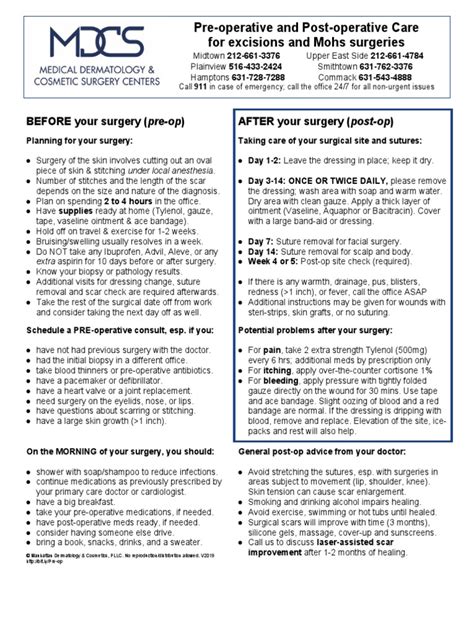 Pre Op And Post Op Instructions Pdf Surgical Suture Surgery