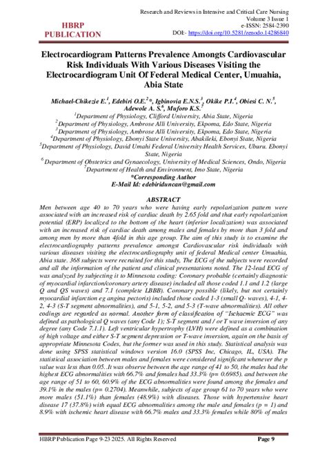 Pdf Electrocardiogram Patterns Prevalence Amongts Cardiovascular Risk