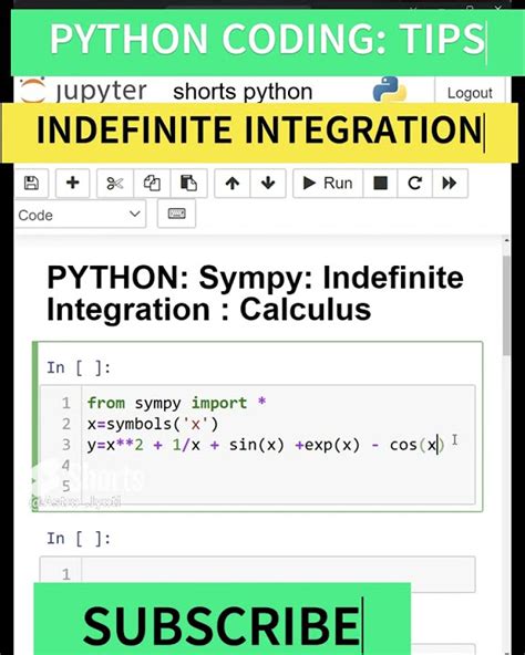 Python Integration Sympy Symbolic Indefinite Integral Coding Youtubeshorts Viral