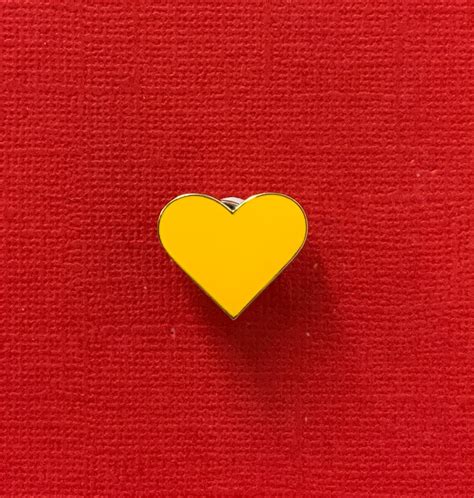 Yellow Heart Metal And Enamel Pin Lapel Badge