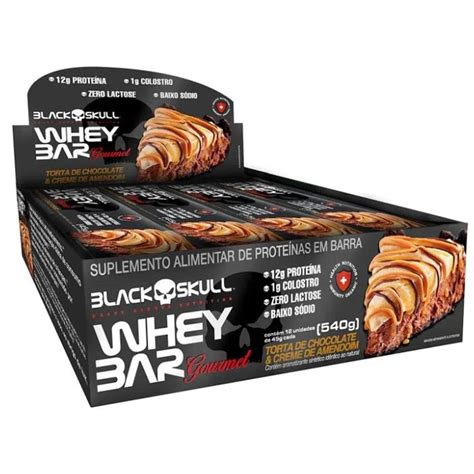 Barra De Proteina Black Skull Whey Bar Gourmet Zero Lactose Colostro