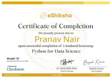 Pranav Nair On Linkedin Datascience Python Eshiksha