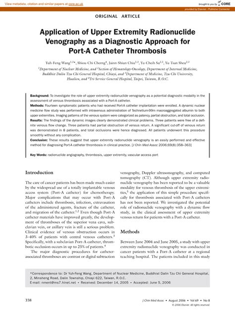 Application Of Upper Extremity Radionuclide Venography As A Diagnostic Approach For Port A