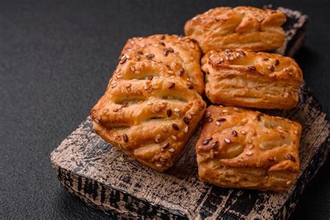 Premium Photo Delicious Crispy Mini Puffs With Sausage Or Meat With