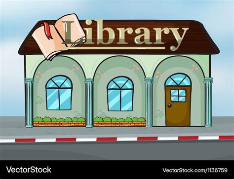 Edificio De Biblioteca De Dibujos Animados Calle De La Ciudad Con