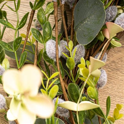 Artificial Eucalyptus Foliage And Pussy Willow Wreath Dunelm
