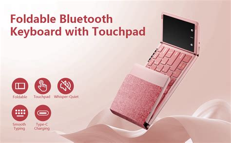 Foldable Bluetooth Keyboard With Touchpad Folding Wireless Keyboard With Holder