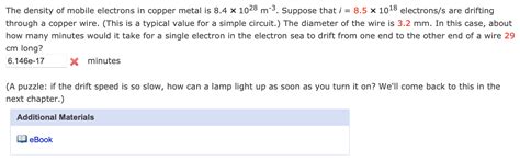 Solved The Density Of Mobile Electrons In Copper Metal Is