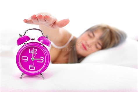 Turning Off The Alarm Stock Image Image Of Sleepy Pillow