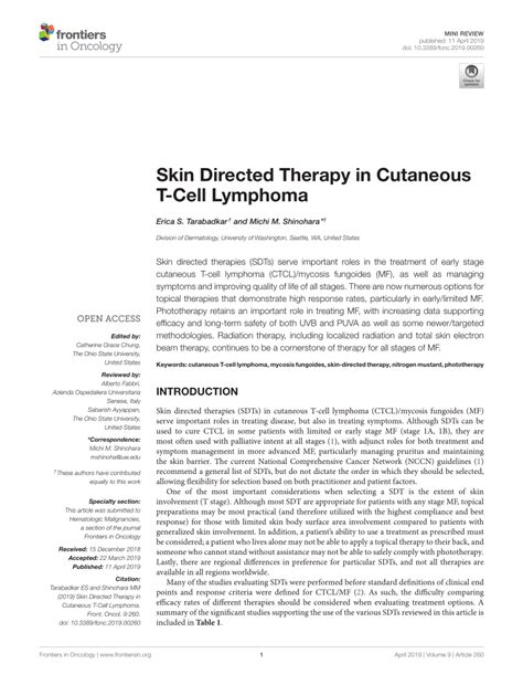 Pdf Skin Directed Therapy In Cutaneous T Cell Lymphoma