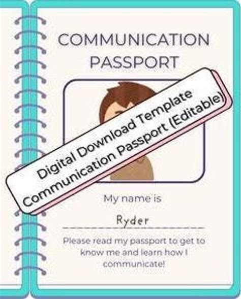 Communication Passport Template Build Connections Speech Therapy