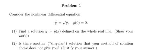 Solved Consider The Nonlinear Differential Equation Chegg