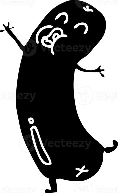 Cartoon Dancing Sausage Solid Black Icon 45462281 Png