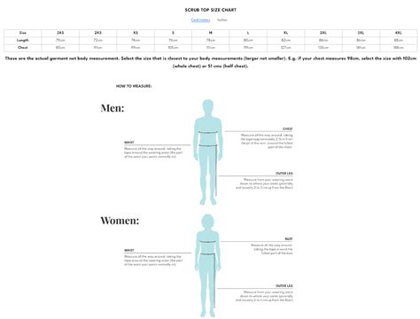 Size Chart Scrubs