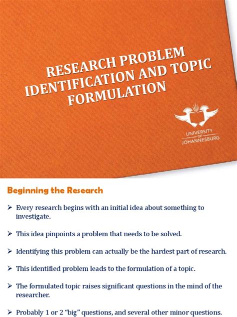 Research Problem Identification And Topic Formulation Pdf Customer Satisfaction Question