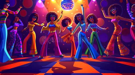 A Group Of Women Dressed In Vibrant 1970s Clothing Dance On The Dance