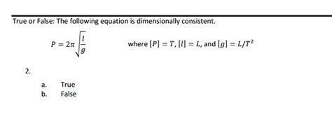 Solved The Following Equation Is Dimensionally Consistent P