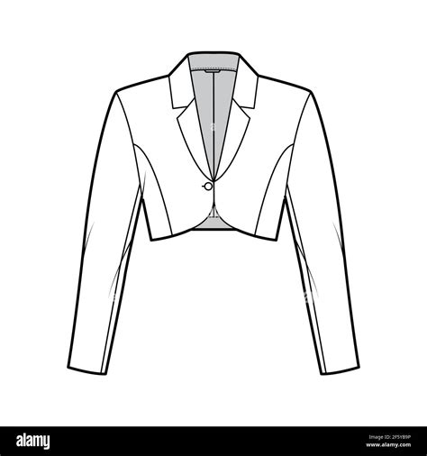 Bolero Jacket Technical Fashion Illustration With Crop Waist Length