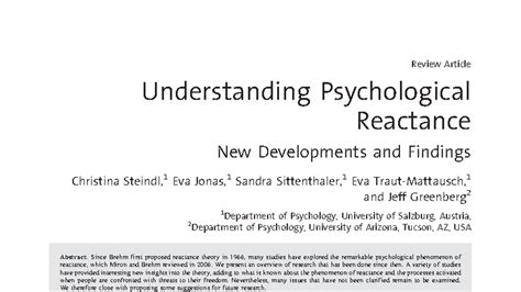 Understanding Psychological Reactance New Insights And Measurements