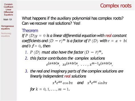 Constant Coefficient Linear Differential Equations Pptx