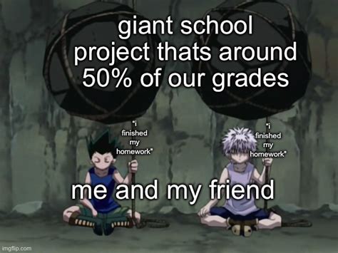 Hunter X Hunter Gon And Killua Holding Boulders With Sticks Memes Imgflip