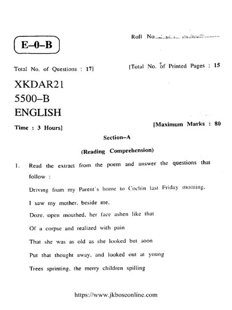 Jk Bose Class 10 English 5500 B 2021 Pdf